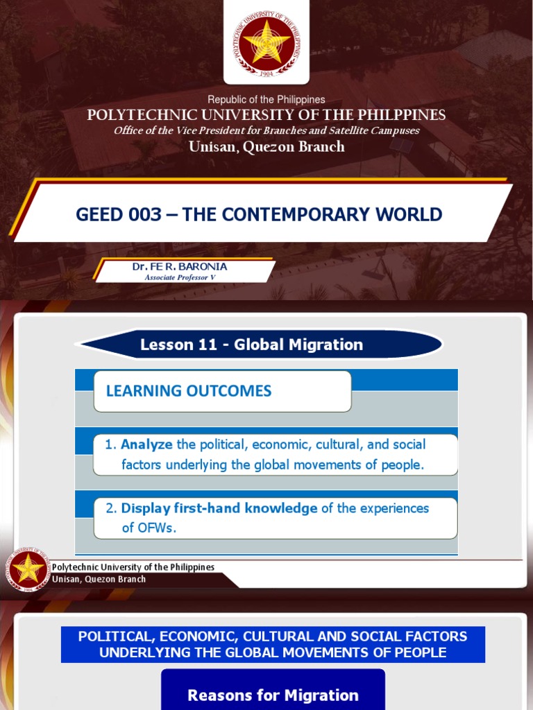 Geed003 L11 | PDF | Human Migration | Philippines
