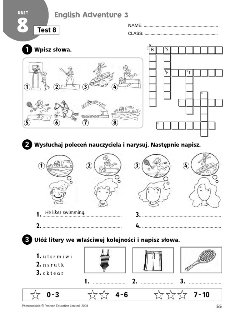 English Adventure 3 Unit Test 8 | PDF