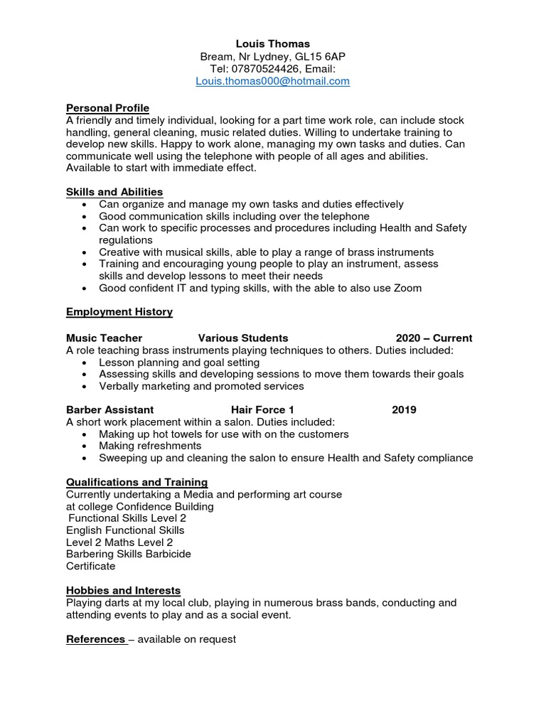 Louis Thomas Curriculum Vitae | PDF