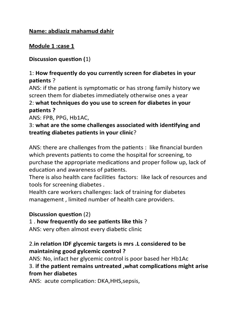 Module 1 Case1 | PDF | Diabetes | Diabetes Management