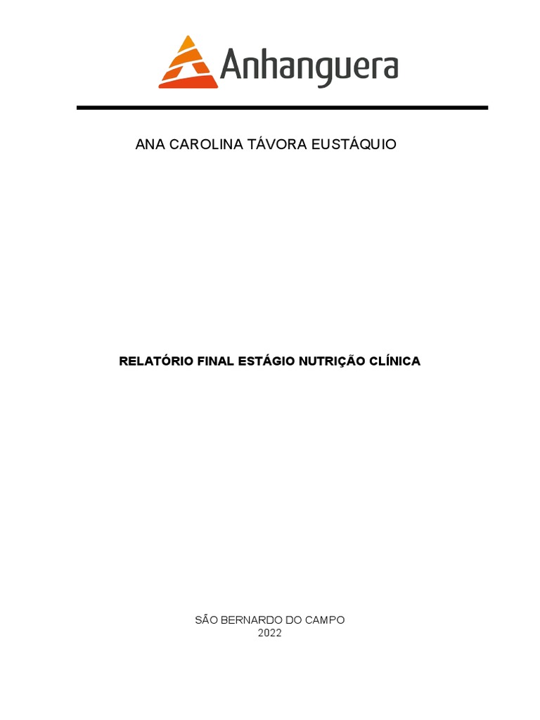 Relatório de Estágio em Nutrição Clínica | PDF