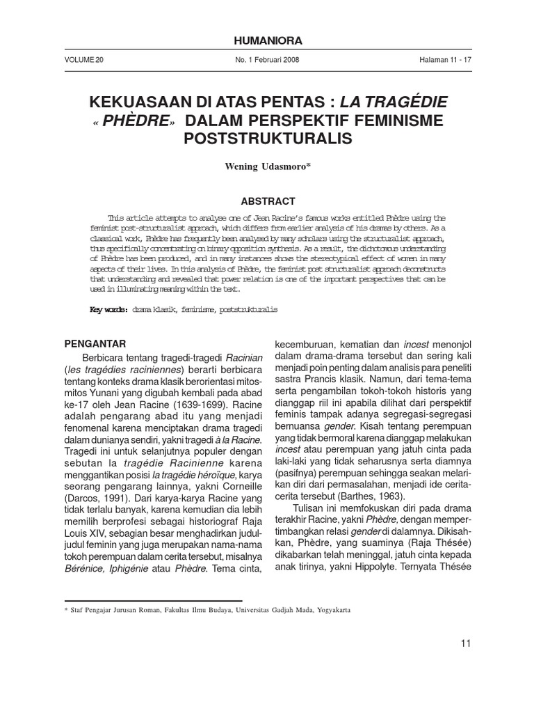 ID Kekuasaan Di Atas Pentas La Tragedie Phedre Dalam Perspektif ...