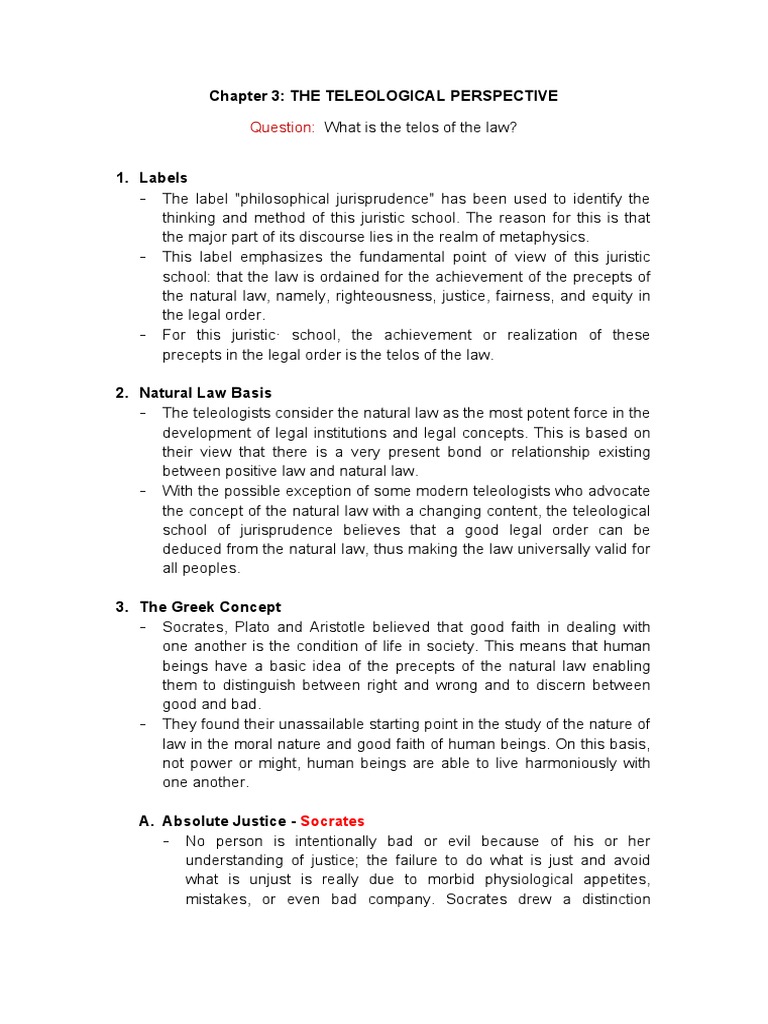 Chapter 3 Teleological Perspective | PDF | Natural Law | Dialectic