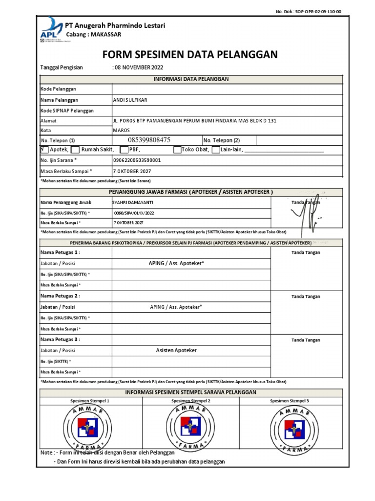 Spesimen Tanda Tangan PBF Susu | PDF