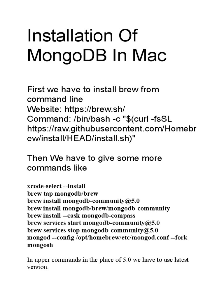 Install MongoDB on Mac Using Brew | PDF | Computers