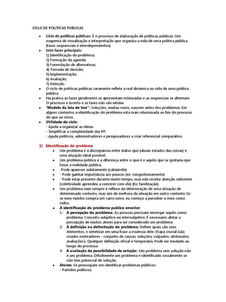 Ciclo De Politicas Publicas Pdf Economia Tomada De Decisões