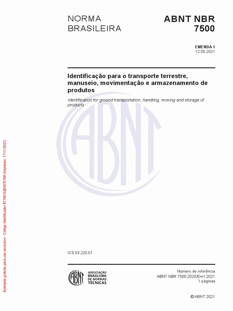 ABNT NBR 7500 2020 Emenda 1 2021 | PDF