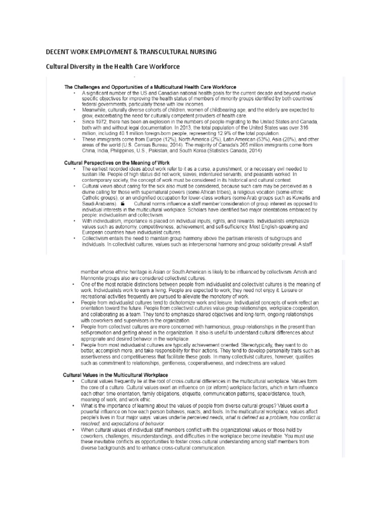 Decent Work Employment | PDF | Health Sciences | Health Care