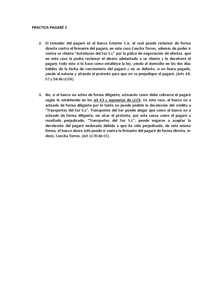Practica Pagaré 2 | PDF | Derecho