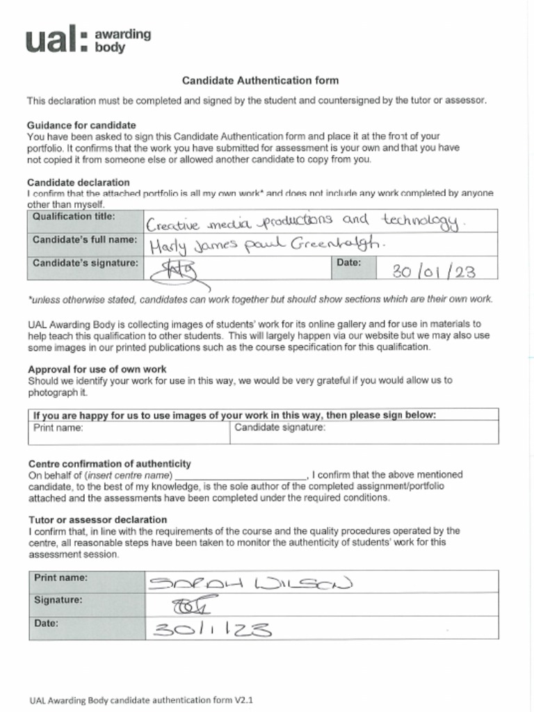Candidate Authentication Form | PDF