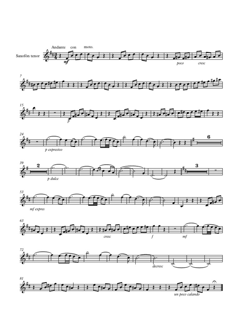 Saxo Tenor - Partitura Completa | PDF