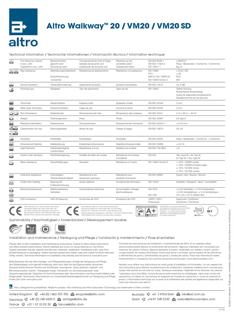 Altro Technical Data Sheet Walkway | PDF | Génie du bâtiment | Matériaux