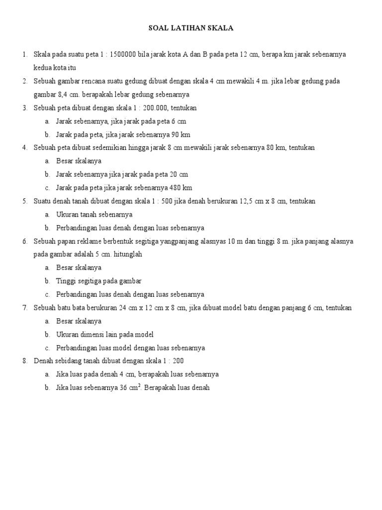Soal Latihan Skala | PDF | Metode & Bahan Ajar | Griya & Taman