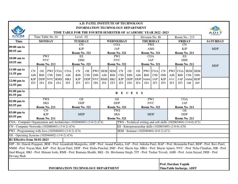 4th Sem 8b Class Tt It Ay 22 23 Even Sem V2 Pdf Academia