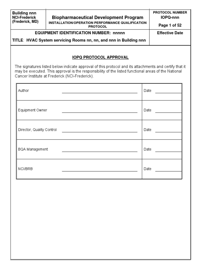 Validation Protocol, HVAC I O PQ | PDF | Verification And Validation ...