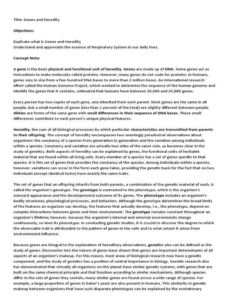 Genes and Heredity | PDF | Gene | Heredity