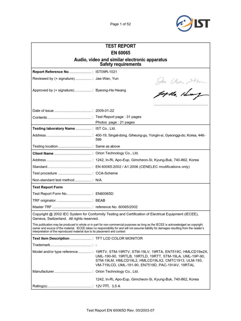 Ulm193 LVD 19RTV Doc Test Report 1 | PDF | Insulator (Electricity) | Ac ...