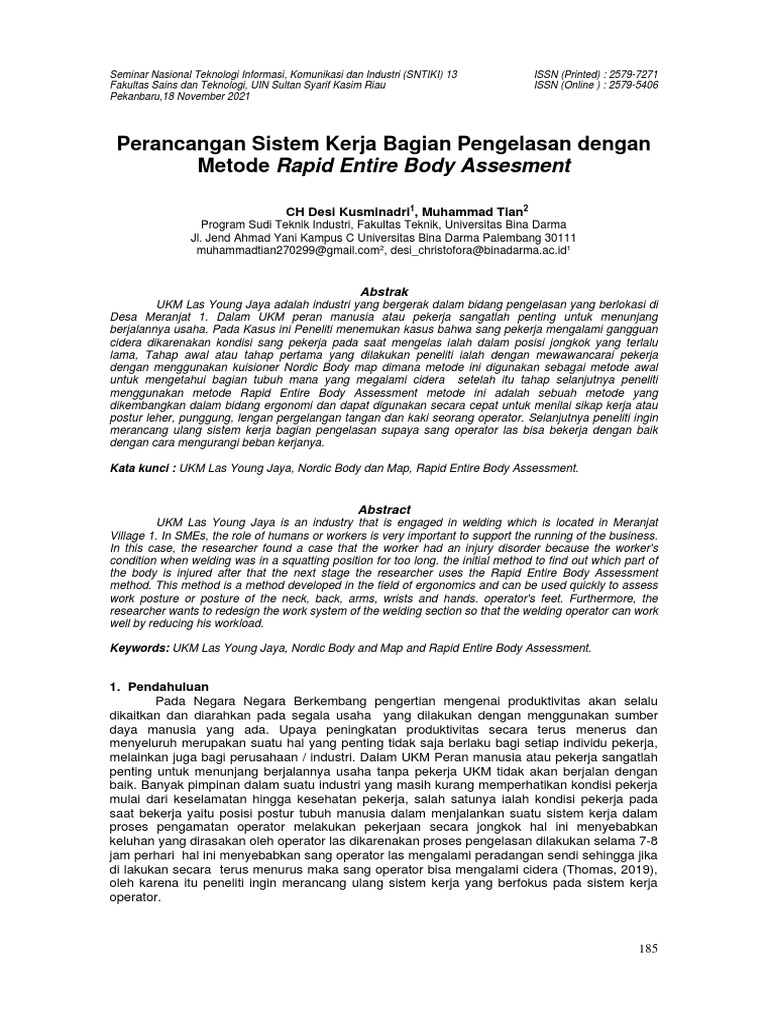 Perancangan Sistem Kerja Bagian Pengelasan Dengan Metode Rapid Entire ...