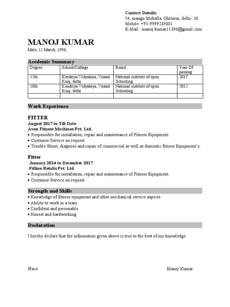 Manoj Resume | PDF