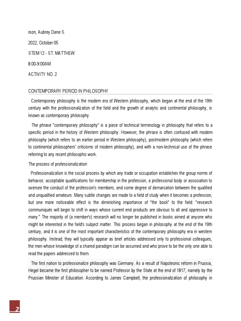 Contemporary Philosophy | Download Free PDF | Contemporary Philosophy ...