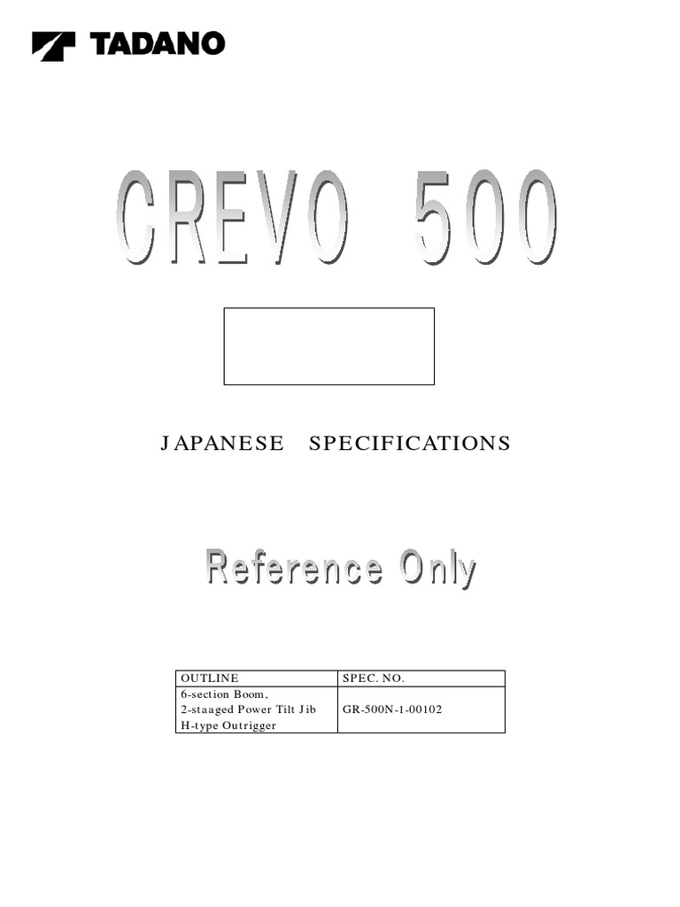 Japanese Specifications: Outline Spec. NO. 6-Section Boom, 2-Staaged ...