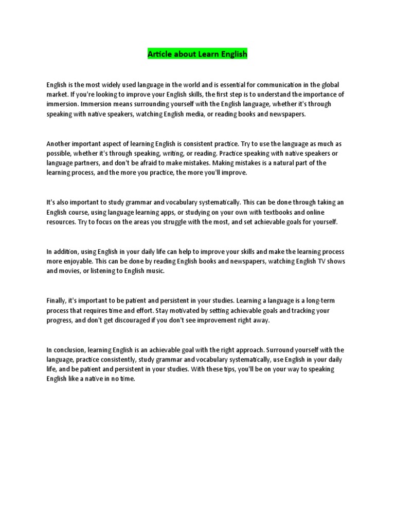 Tips for Effective English Learning | PDF