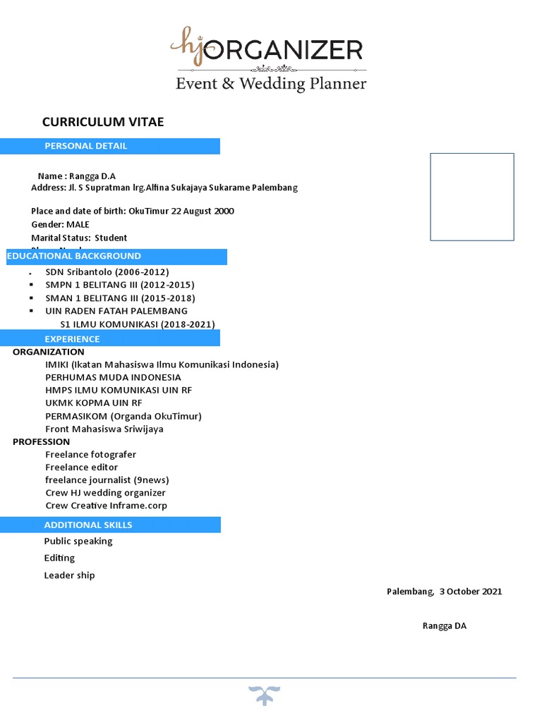 CV HJ Wedding Organizer Rangga | PDF