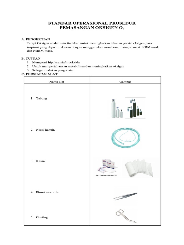 Sop Pemasangan Oksigen | PDF