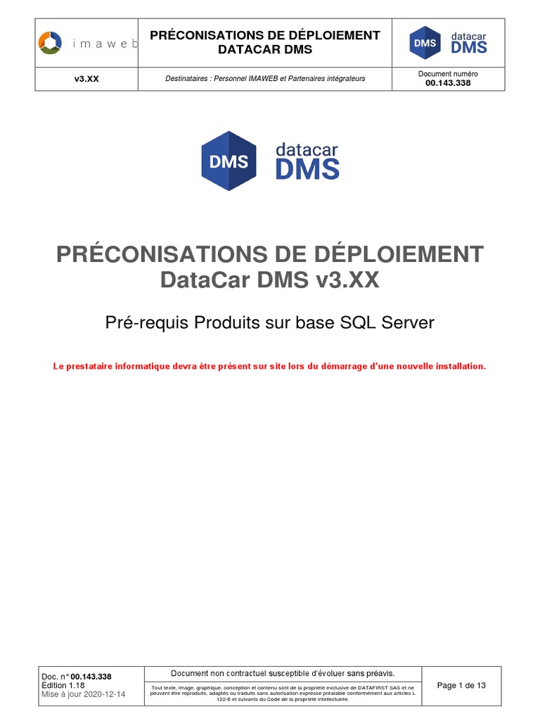 Déploiement DataCar DMS v3.XX | PDF | Serveur (Informatique) | Microsoft