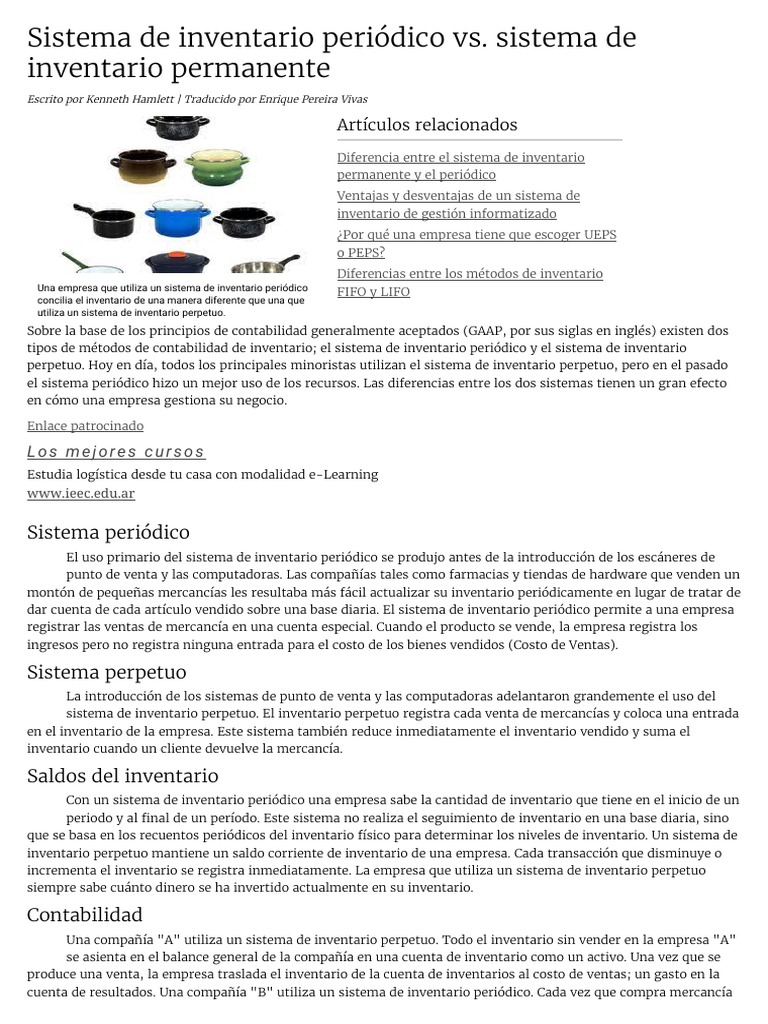Sistema de Inventario Periódico vs. Sistema de Inventario Permanente ...