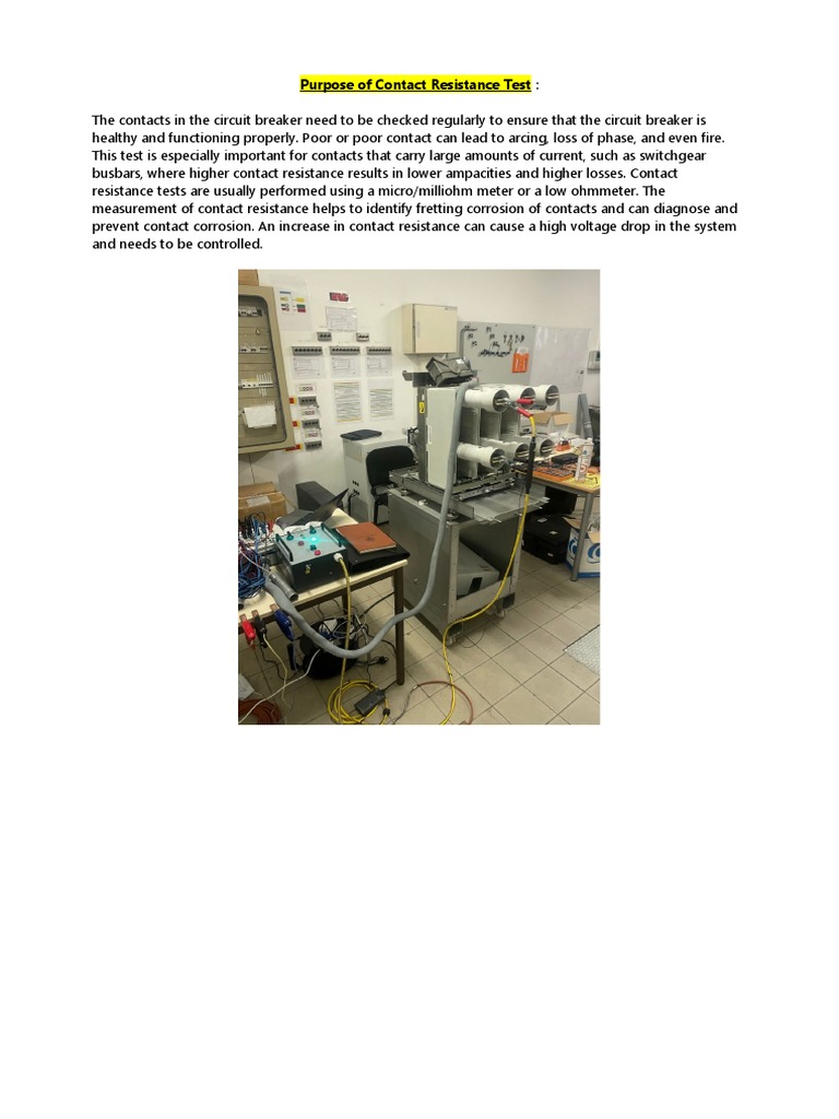 Purpose of Contact Resistance Test | PDF