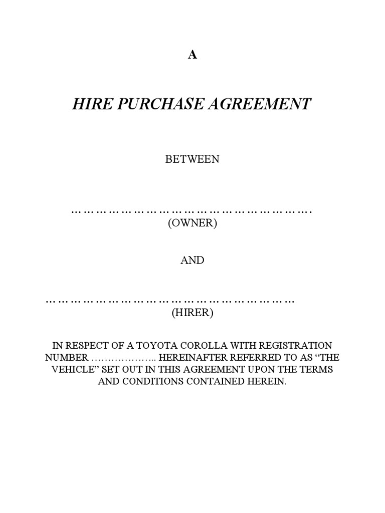 Hire Purchase Agreement | PDF | Insurance | Civil Law (Legal System) Hire Purchase Agreement | PDF | Insurance | Civil Law (Legal System)