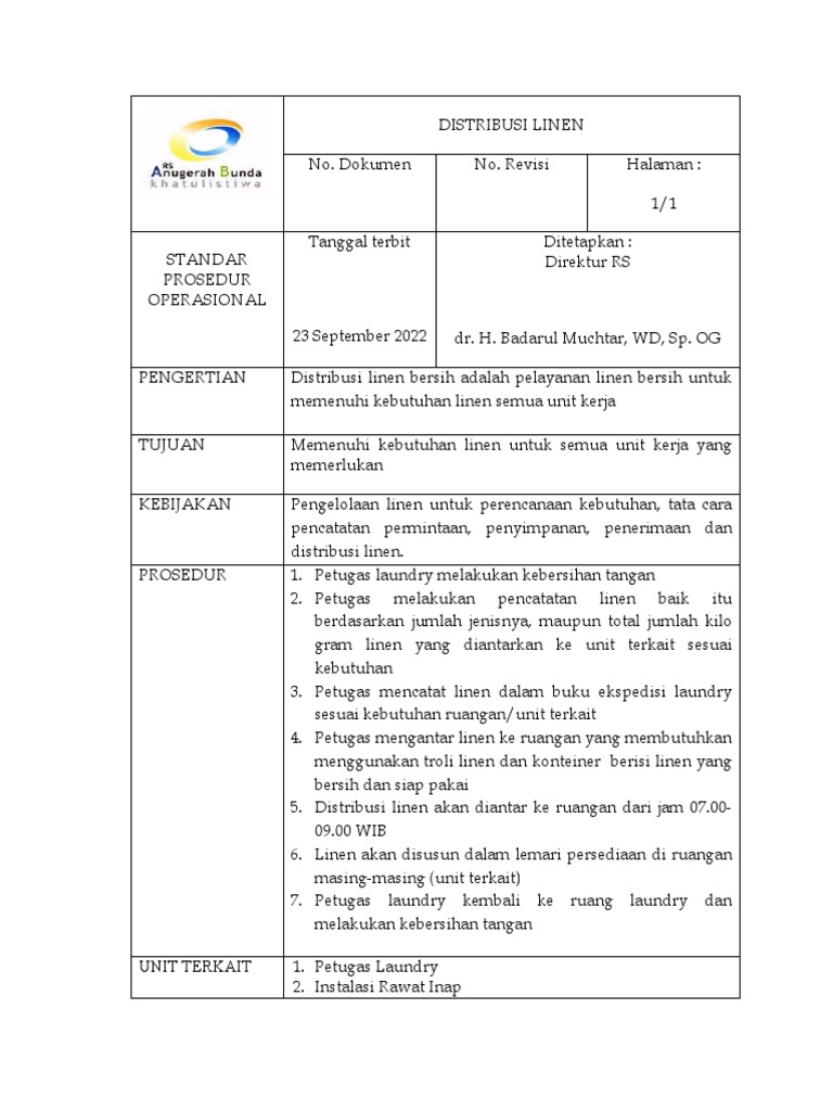 Spo Distribusi Linen | PDF