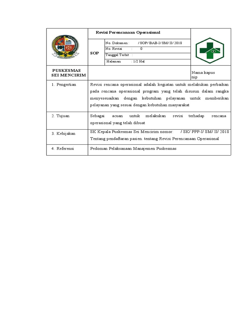1.1.5 Ep 4-Sop-Revisi-Perencanaan-Operasional | PDF