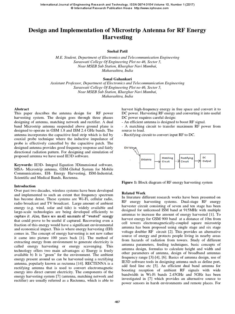 5.design and Implementation of Microstrip Antenna For RF Energy | PDF | Antenna (Radio) | Energy ...