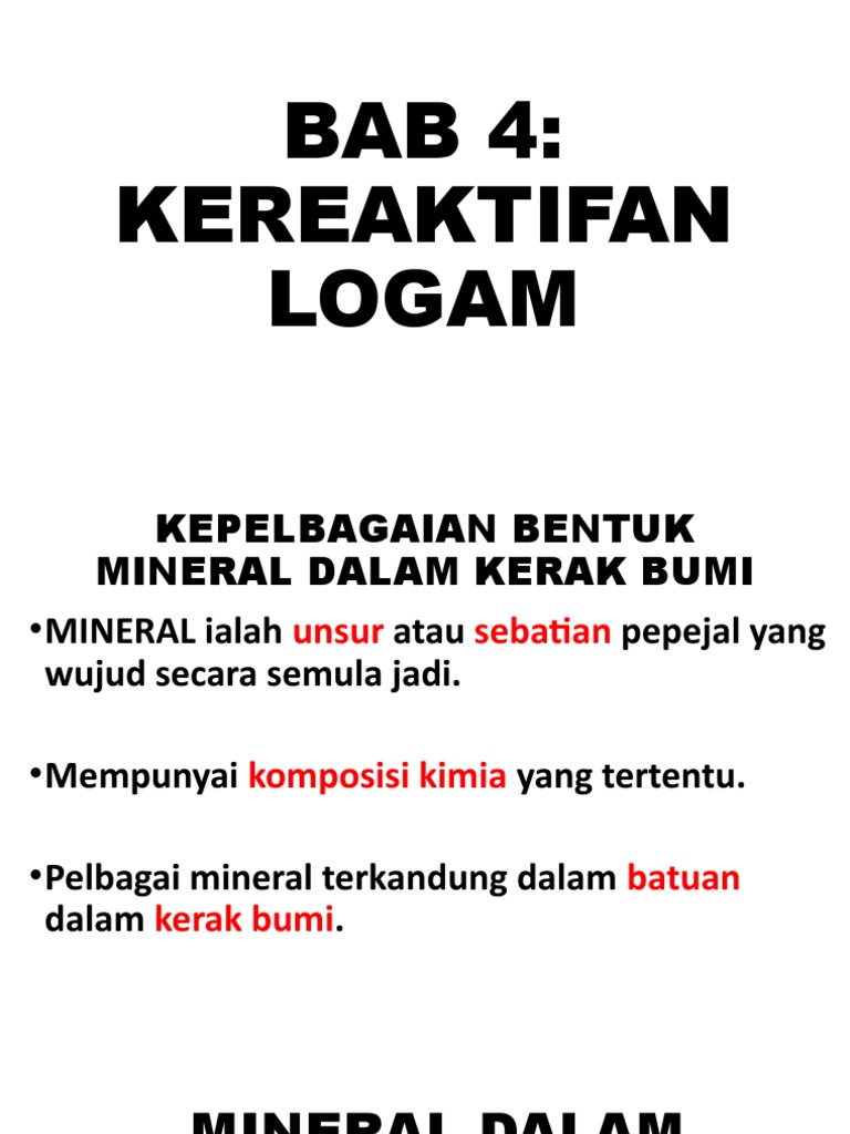 Bab 4 Kereaktifan Logam Pdf