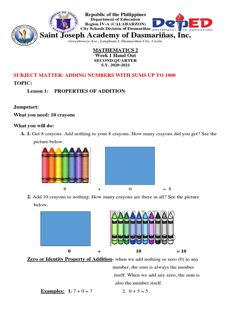 Grade 2 Math: Addition Basics | PDF | Subtraction | Elementary Mathematics