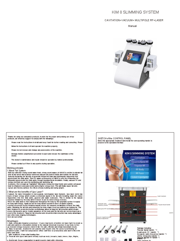 Manual Cavitadora Kim 8 English | PDF | Fat | Skin