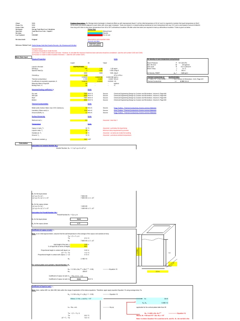Storage Tank Heat Loss Calcs - 28.09.2009 | PDF | Heat Transfer ...
