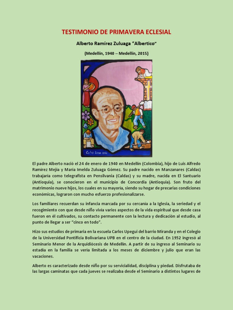 Biografía del Padre Alberto Ramírez | PDF | Seminario | Iglesia Católica