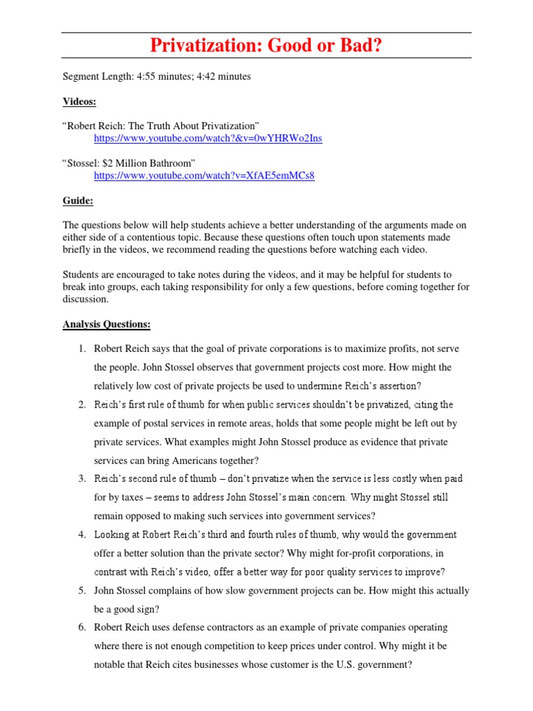 Privatization Good or Bad | PDF