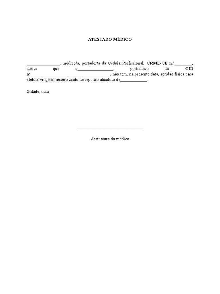 Atestado Médico - Modelo 01 | PDF