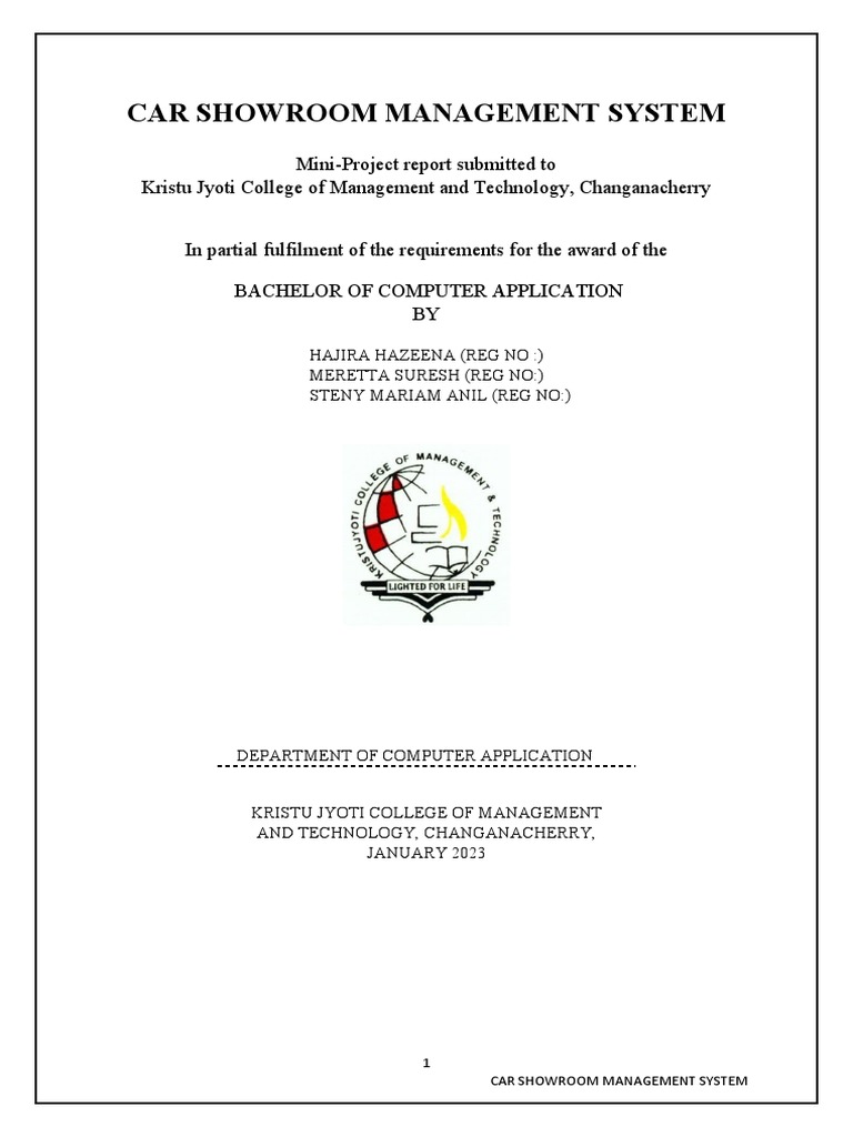 Car Showroom Management Project | PDF | Databases | Feasibility Study