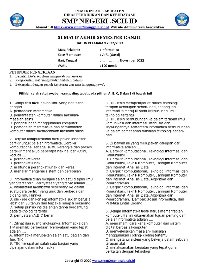 SAS 7 Informatika - WWW - Sman2menggala - Sch.id | PDF