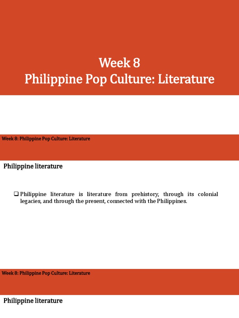 W8 Philippine Pop Culture Literature PDF | PDF | Philippines