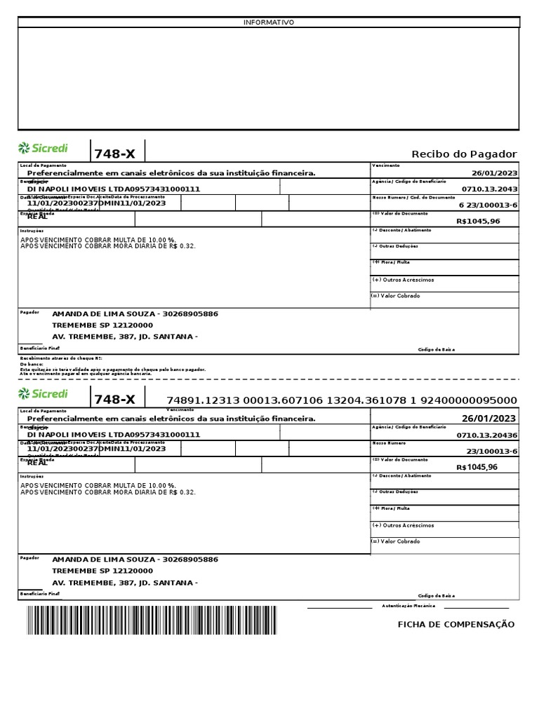 COMPROVANTE | PDF | Cheque (banco) | Tecnologia financeira