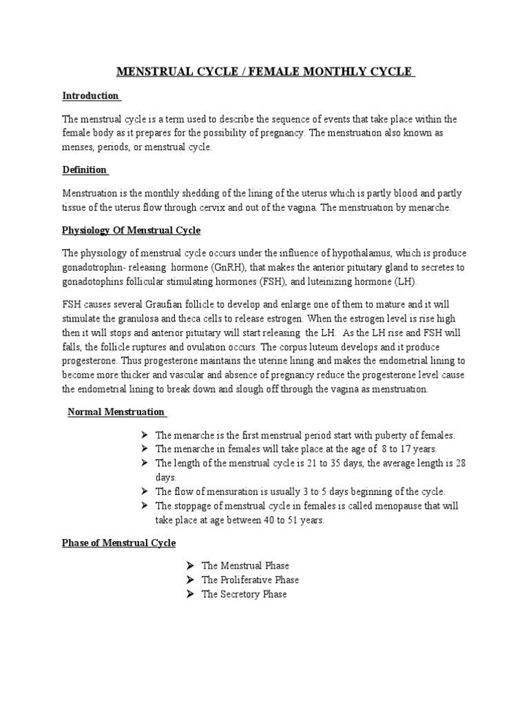 Understanding the Menstrual Cycle | PDF