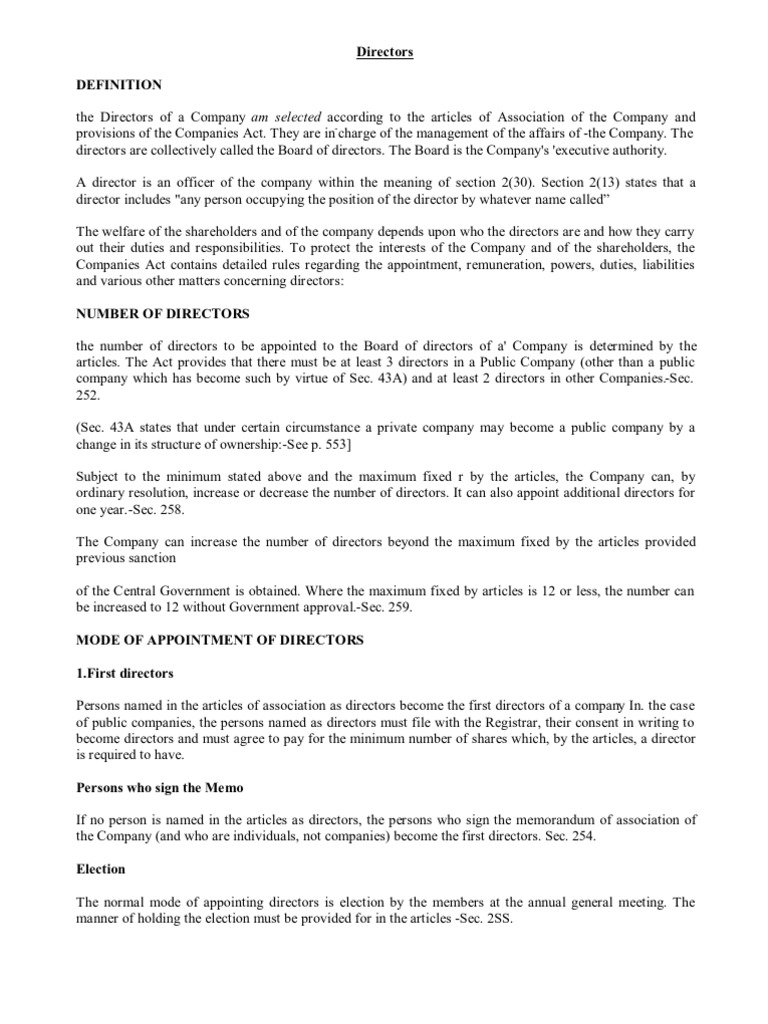Director Roles and Responsibilities | PDF | Board Of Directors | Law Of ...