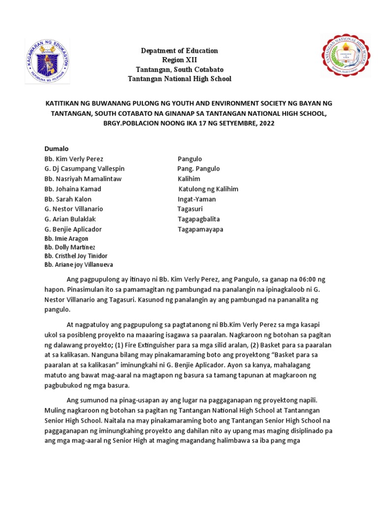 Katitikan NG Pulong | PDF