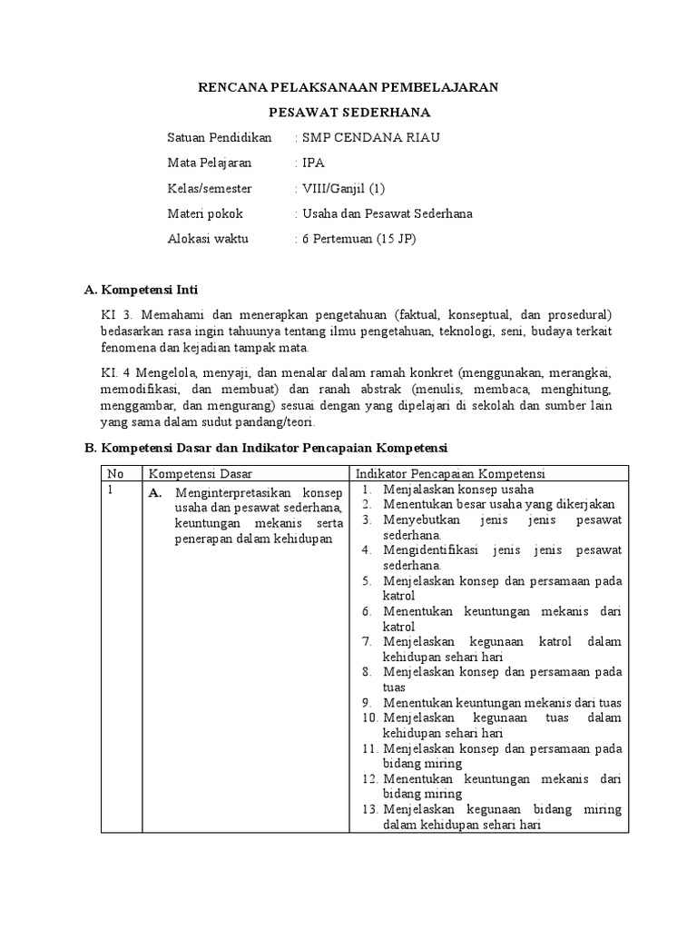 RPP Kelas Viii... | PDF